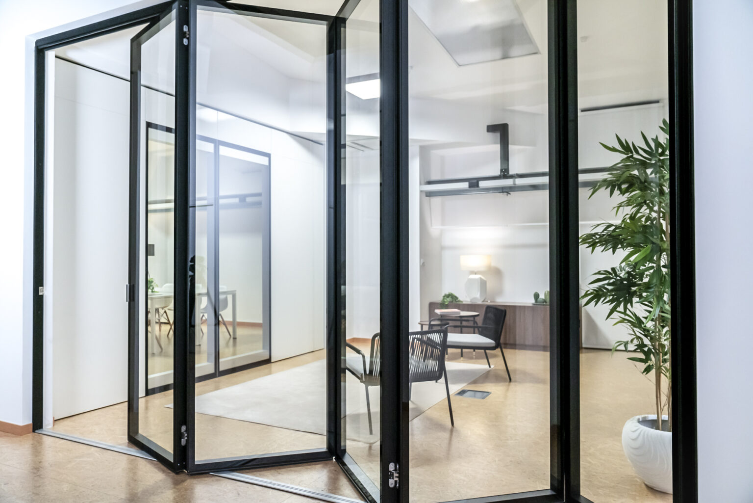 Movable Glass walls, premium sound control up to to 50 STC