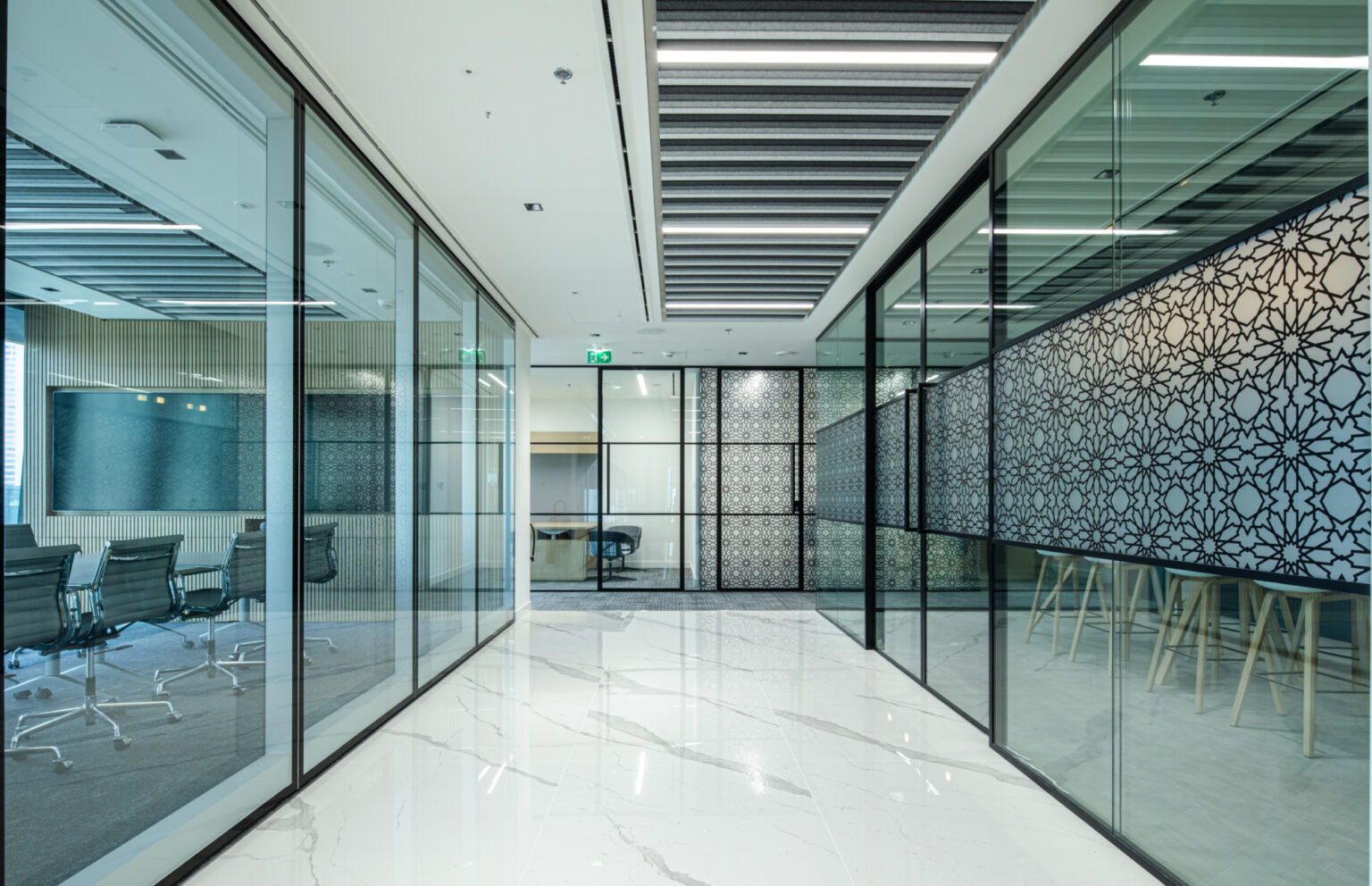 Movable Glass walls, premium sound control up to to 50 STC