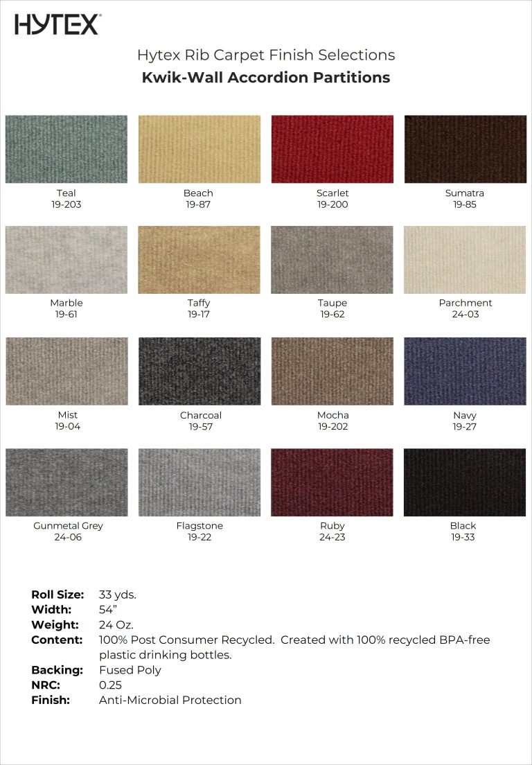Accordion Partitions Finishes • Kwik-wall.com